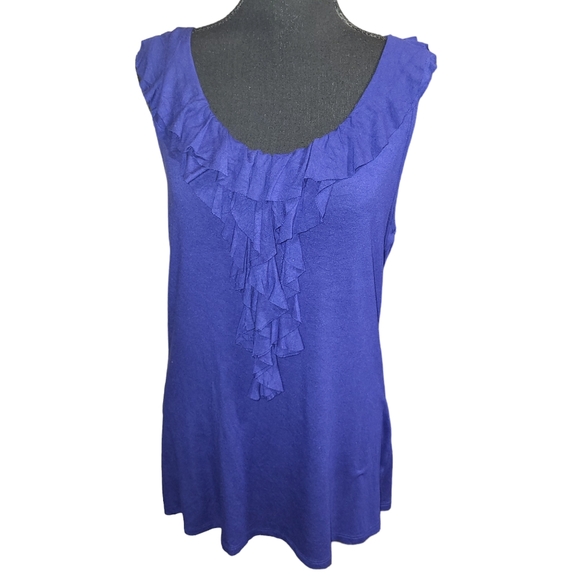 Merona | Tops | Merona Ruffle Tank Blue Sz L | Poshmark